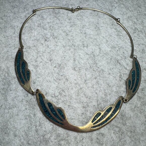 alpaca | Jewelry | Vintage Alpaca Sterling Silver Turquoise Chip Mosaic ...